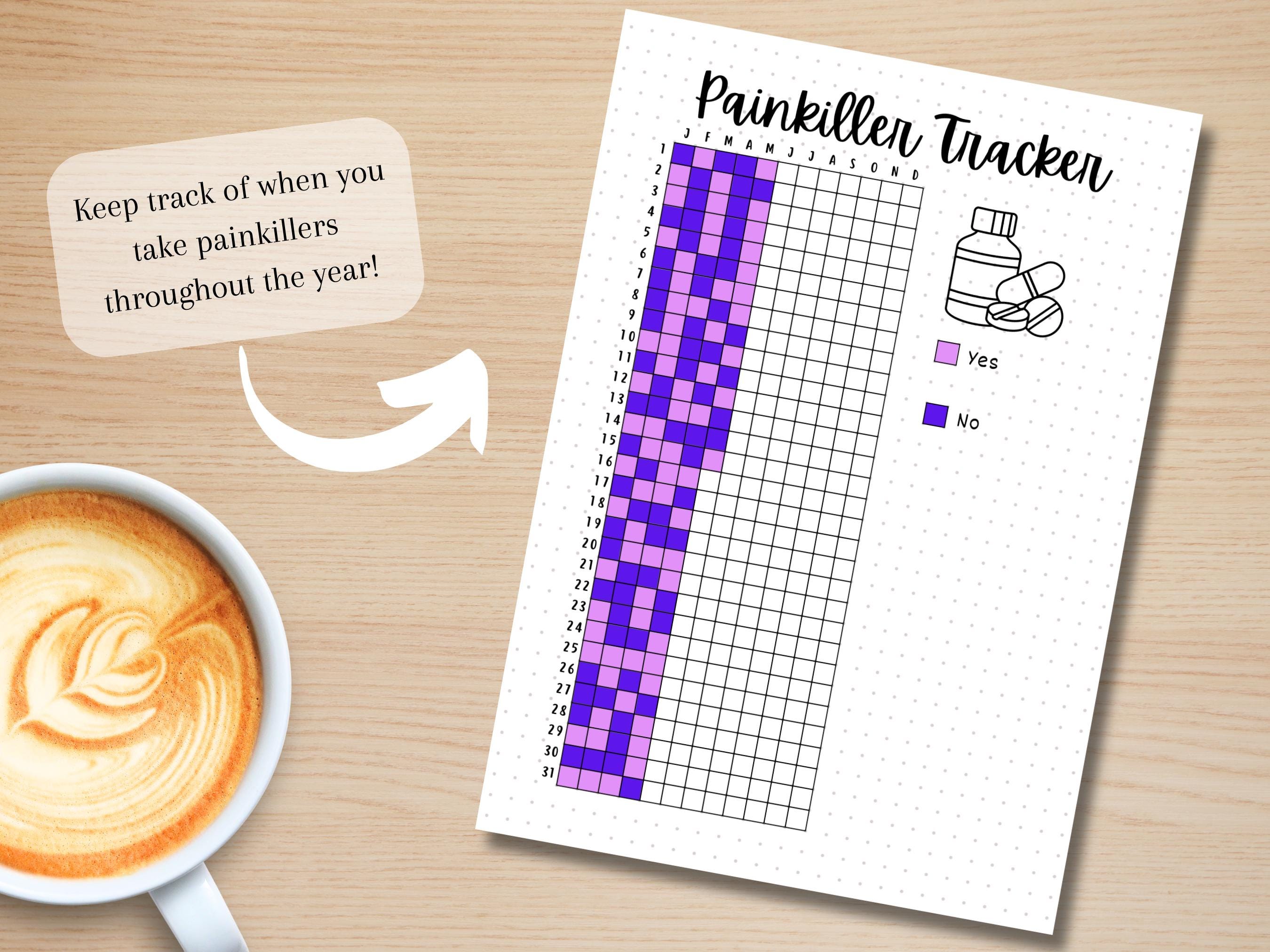 Painkiller Yearly Tracker - PRINTABLE Journal Page - Medication Tracker ...