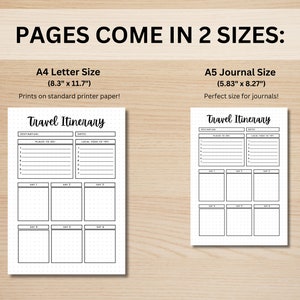 Travel Itinerary - PRINTABLE Journal Page - Travel Planner Page ...