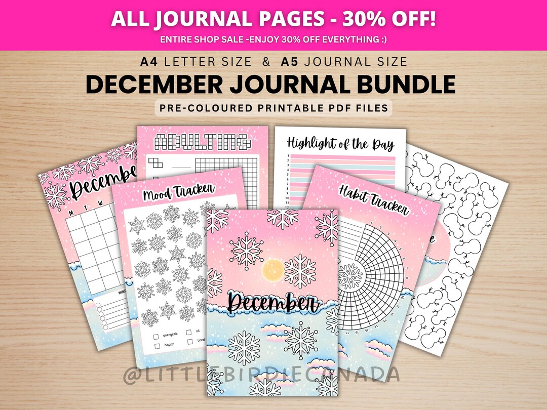 December Journal Bundle - Snowflake - PRINTABLE Journal Pages - PRE ...