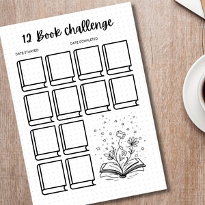 12 Book Reading Challenge - PRINTABLE Journal Page - Reading Tracker ...