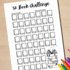 50 Book Reading Challenge - PRINTABLE Journal Page - Reading Tracker ...