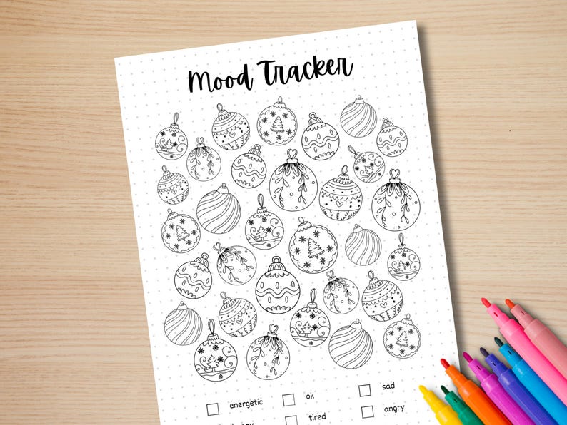 Ornament Mood Tracker - PRINTABLE Journal Page - Planner Page - Feeling ...