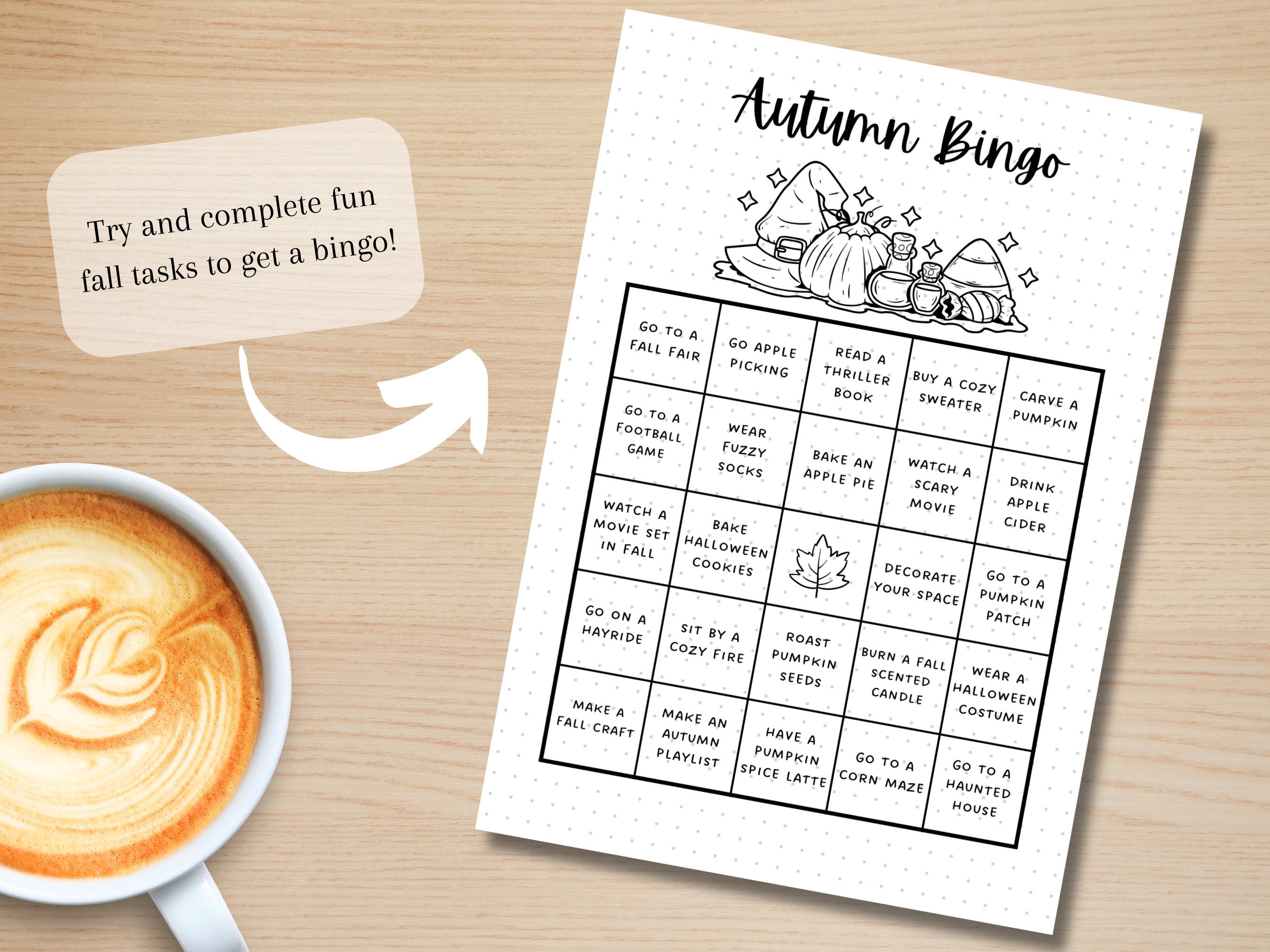 Autumn Bingo Game - PRINTABLE Journal Page - Fall Bingo Game - Fall ...