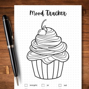 Cupcake Mood Tracker - PRINTABLE Journal Page - Planner Page - Feelings ...