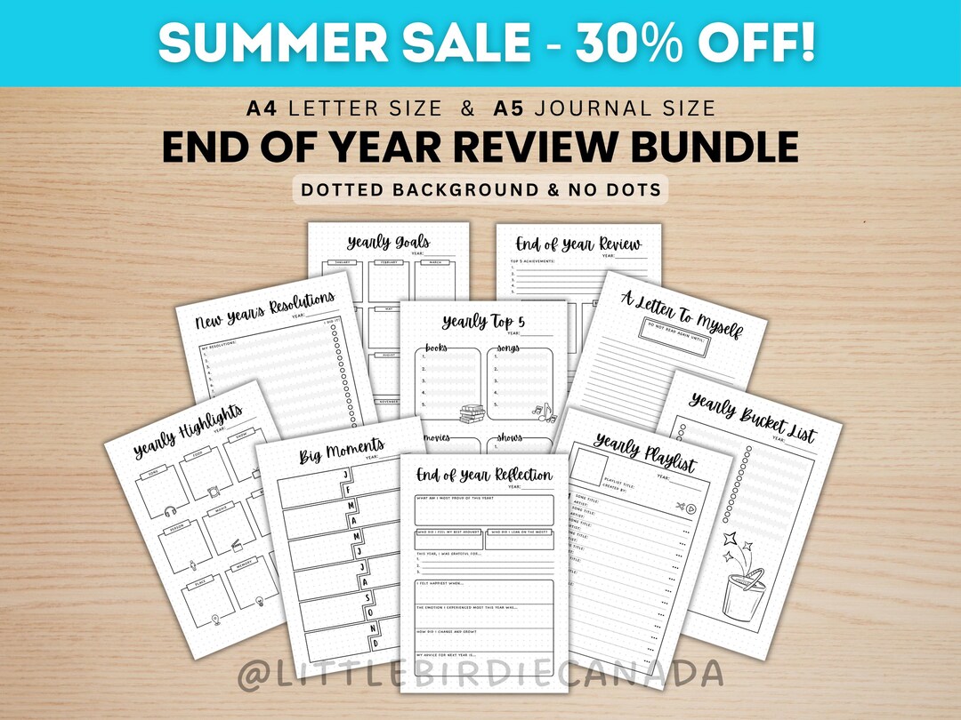 End of Year Review Bundle - PRINTABLE Journal Page - End of Year Review ...