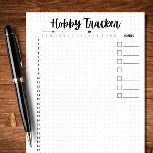 Hobby Tracker - PRINTABLE Journal Page - Habit Tracker - Hobby Journal ...