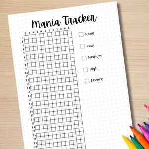 Mania Tracker A5 Journal Page PRINTABLE Tracker Health Tracker Mania ...