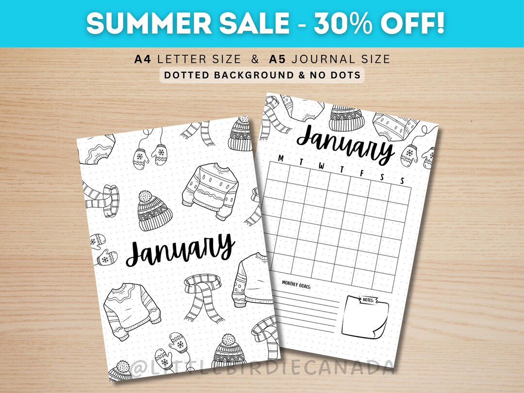 January Title Page - Sweaters - January Calendar - PRINTABLE Calendar ...