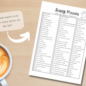Scary Movies - PRINTABLE Journal Page - Scary Movie List - Scary Movie ...