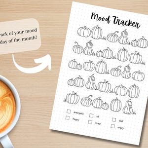 Pumpkin Mood Tracker - PRINTABLE Journal Page - Planner Page - Feelings ...