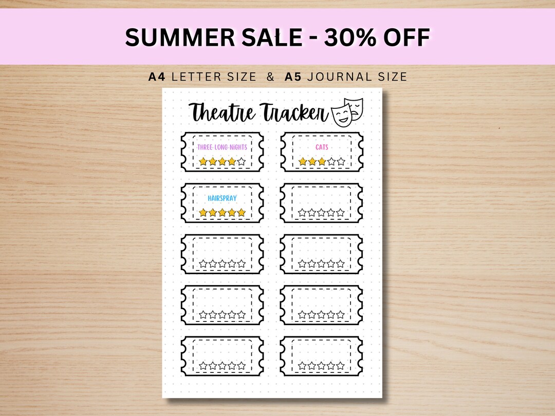 Theatre Tracker PRINTABLE Journal Page Planner Page Play Tracker ...