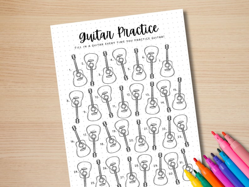 Guitar Practice Tracker - PRINTABLE Journal Page - Habit Tracker ...