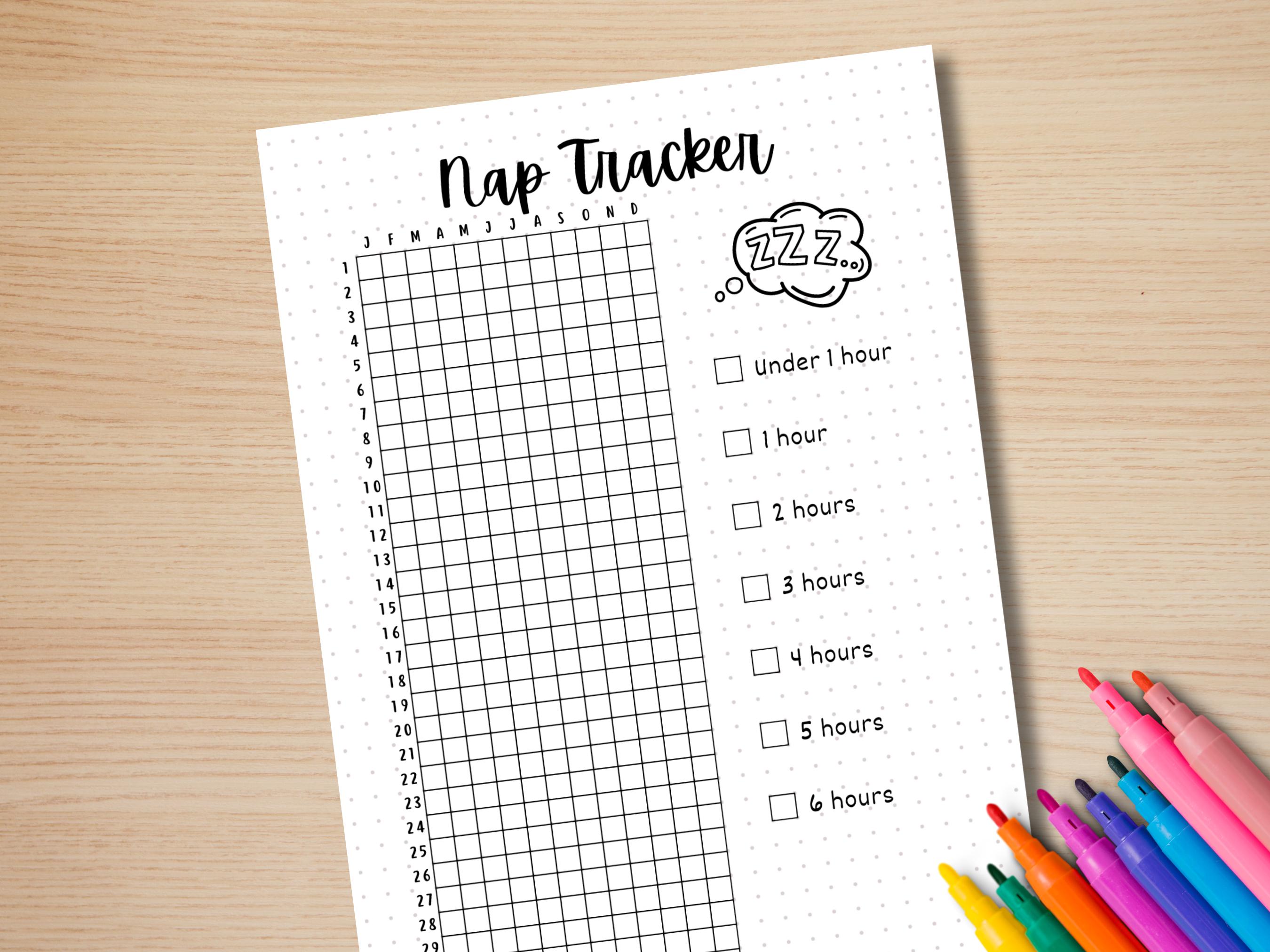 Nap Tracker Yearly - PRINTABLE Journal Page - Track Sleep - Sleep Log ...