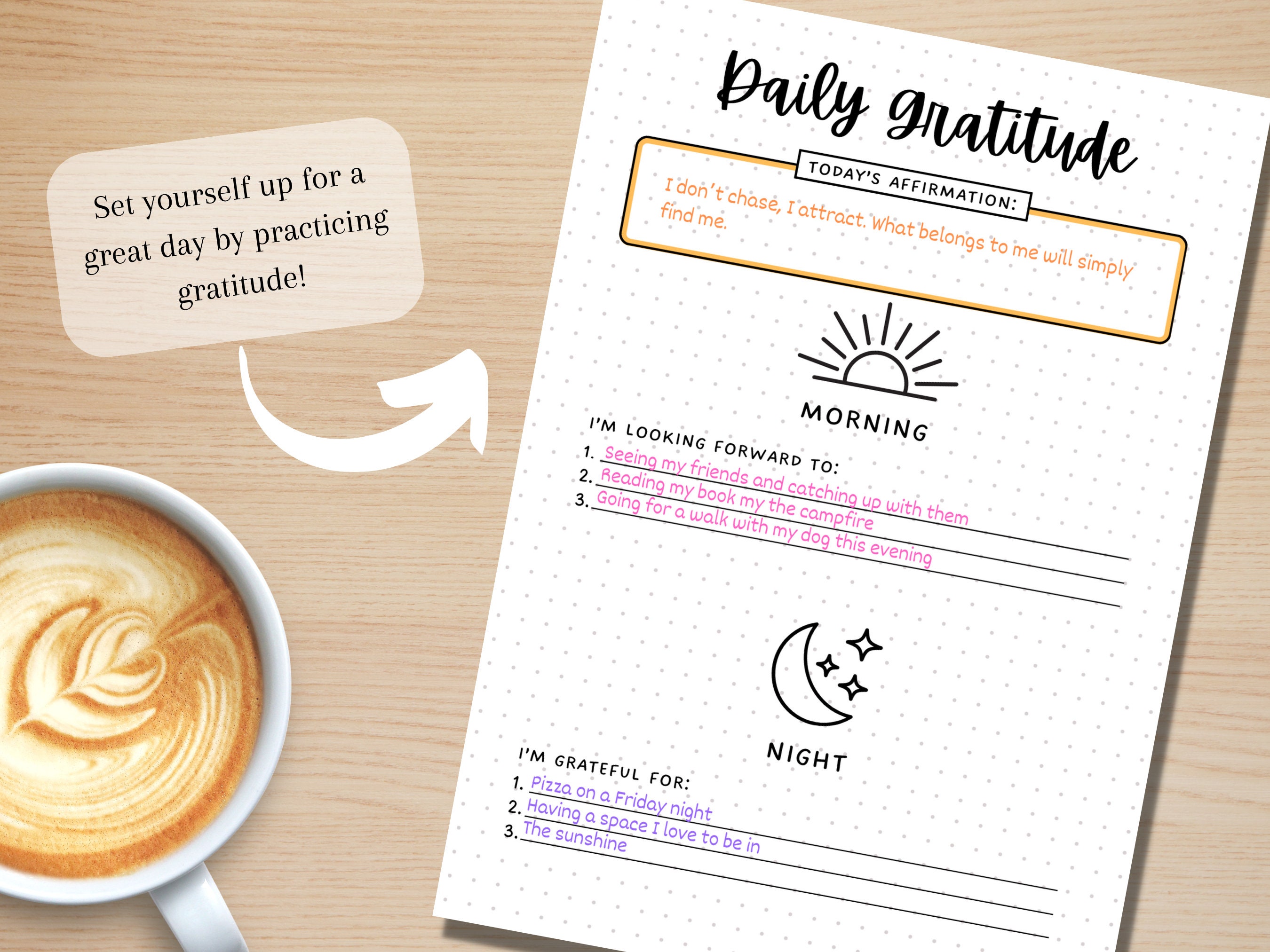 Daily Gratitude Journal - PRINTABLE Gratitude Journal Page - Planner ...