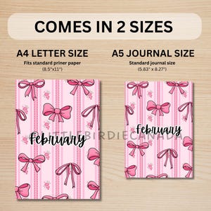 February Journal Bundle - Bows - PRINTABLE Journal Pages - PRE-COLOURED ...