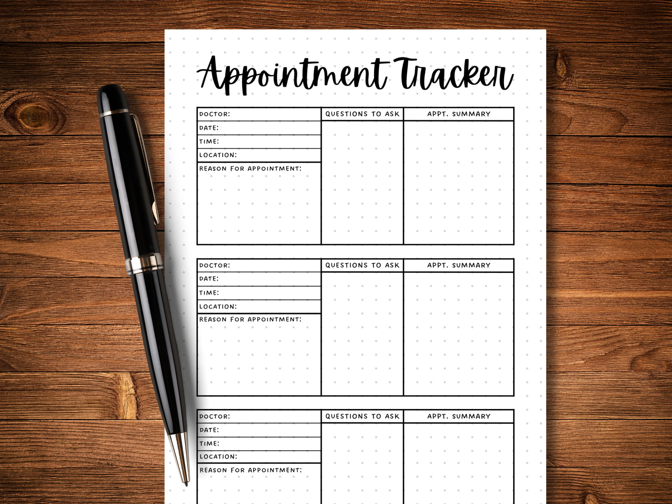 Appointment Tracker - PRINTABLE Journal Page - Medical Tracker - Health ...