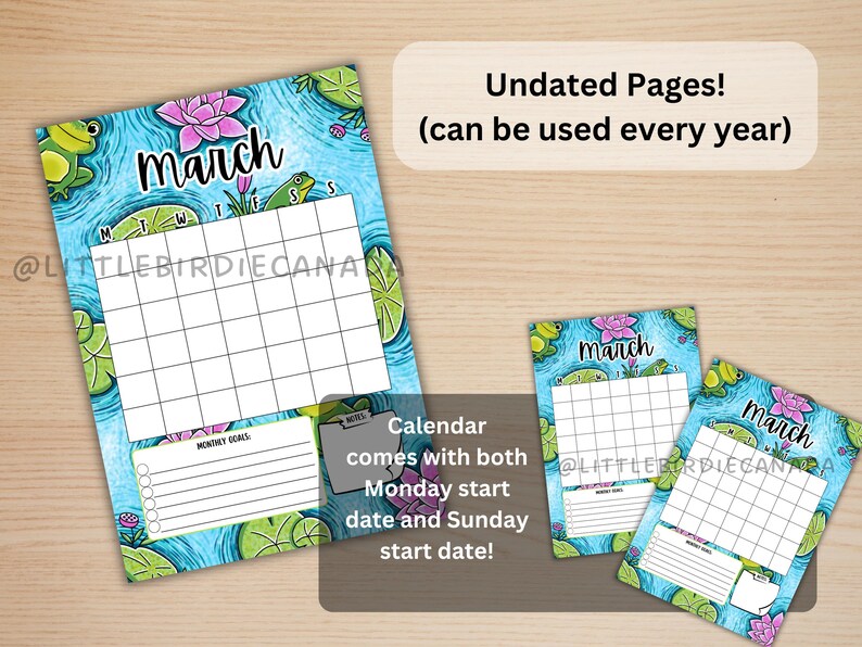 March Journal Bundle - Frogs - PRINTABLE Journal Pages - PRE-COLOURED ...