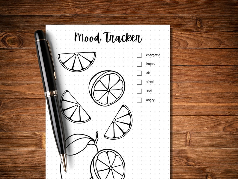 Lemon Mood Tracker - PRINTABLE Journal Page - Planner Page - Feelings ...