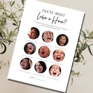 Labor or Horror Funny Baby Shower Game Minimalist Funny Baby Shower ...