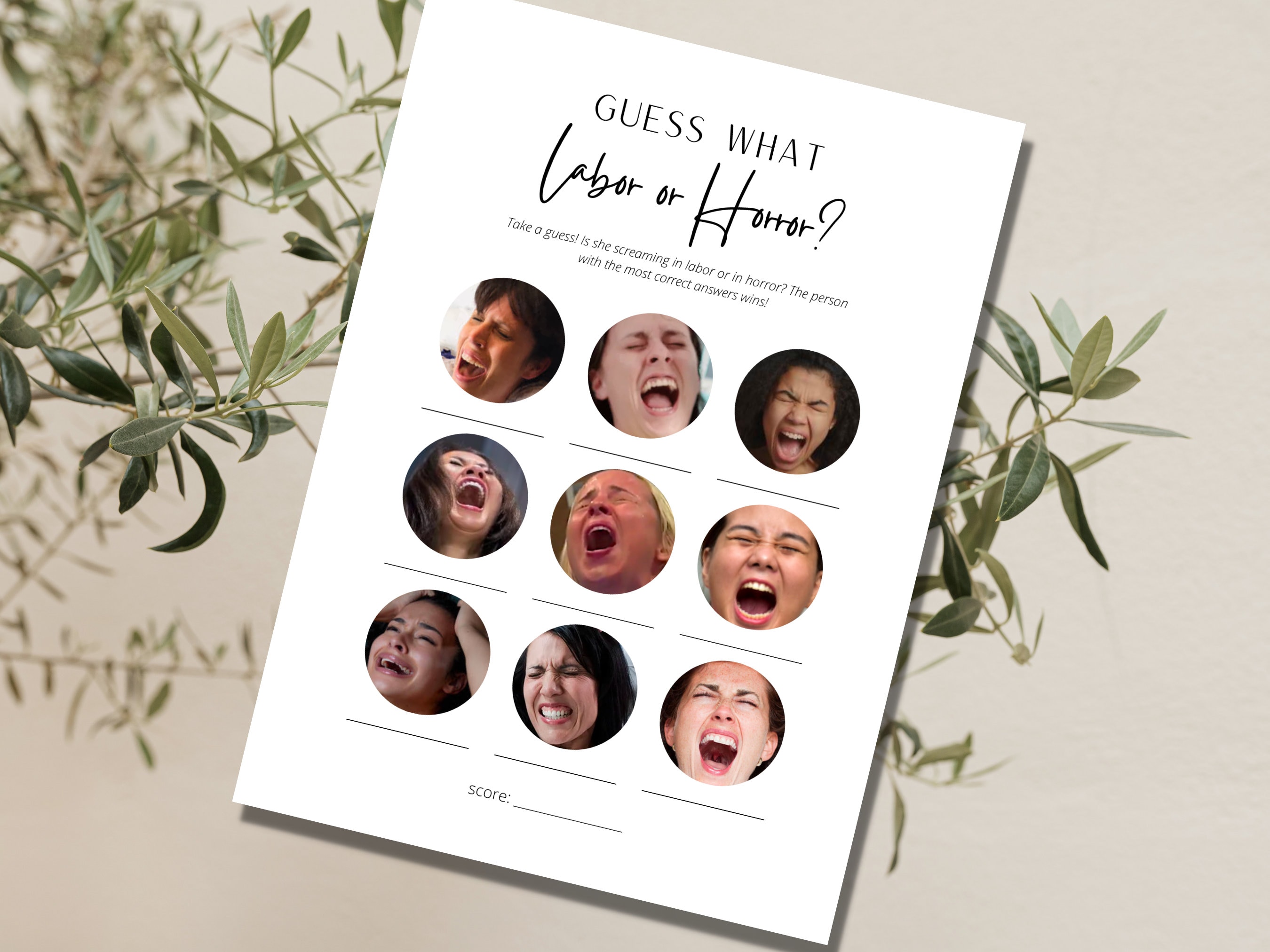 Labor or Horror Funny Baby Shower Game Minimalist Funny Baby - Etsy UK