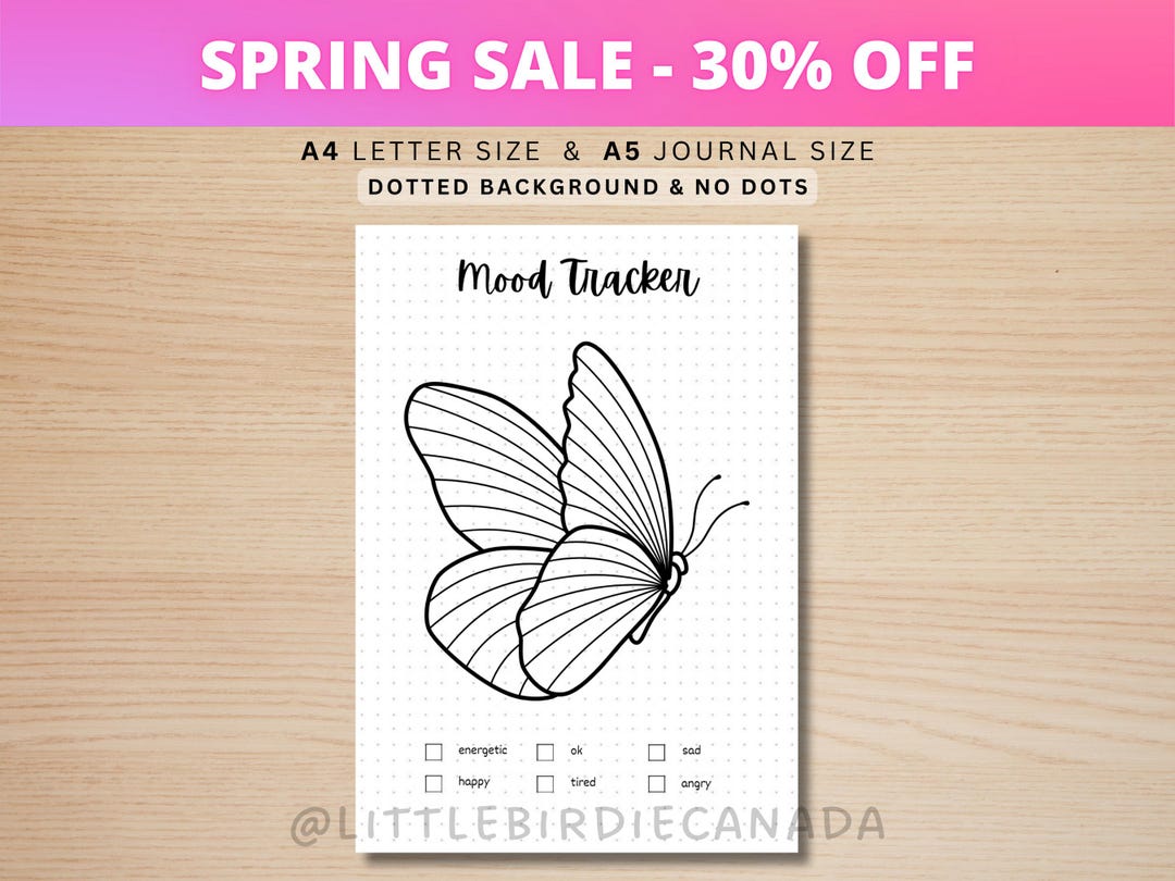 Butterfly Mood Tracker PRINTABLE Journal Page Planner Page Feelings ...