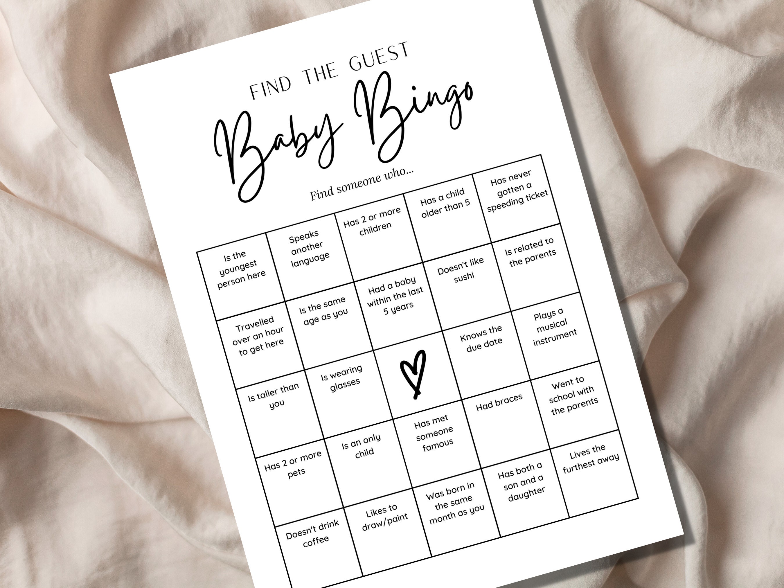 Baby Bingo Game Baby Shower Party Game Find the Guest Game Baby Shower ...