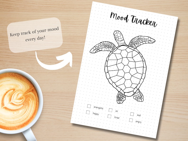 Turtle Mood Tracker - PRINTABLE Journal Page - Planner Page - Feelings ...