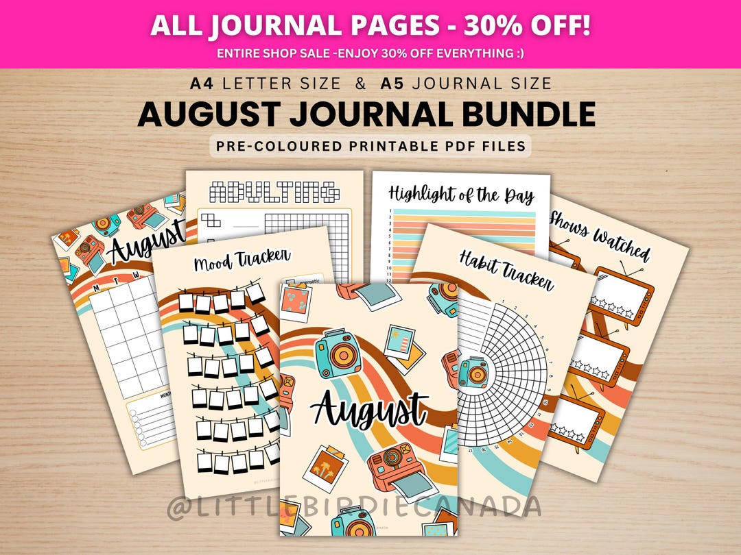 August Journal Bundle - Polaroids - PRINTABLE Journal Pages - PRE ...