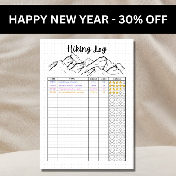 Hiking Log Printable - Etsy