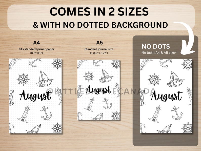 August Title Page and Calendar - PRINTABLE Calendar - Sailing Theme ...