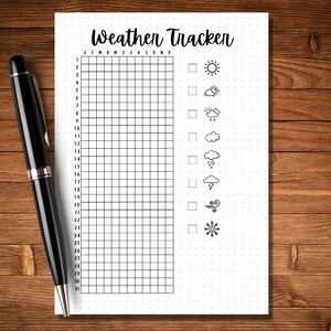 Weather Tracker A5 Journal Page Printable Tracker Yearly - Etsy Australia