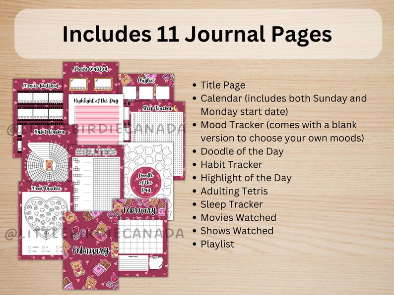 February Journal Bundle - Teddy Bear - PRINTABLE Journal Pages - PRE ...