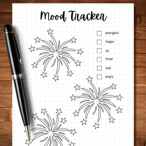 Fireworks Mood Tracker PRINTABLE Journal Page Planner Page Daily ...
