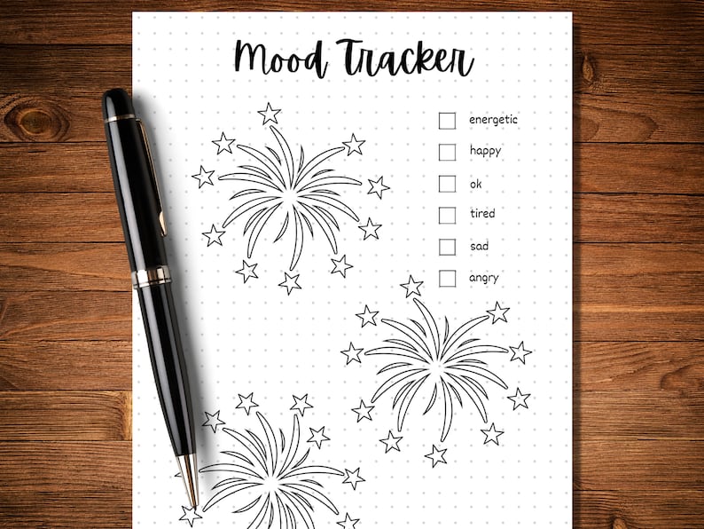 Fireworks Mood Tracker - PRINTABLE Journal Page - Planner Page - Daily ...