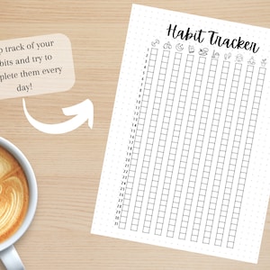 Habit Tracker - PRINTABLE Journal Page - Monthly Tracker - Monthly Goal ...