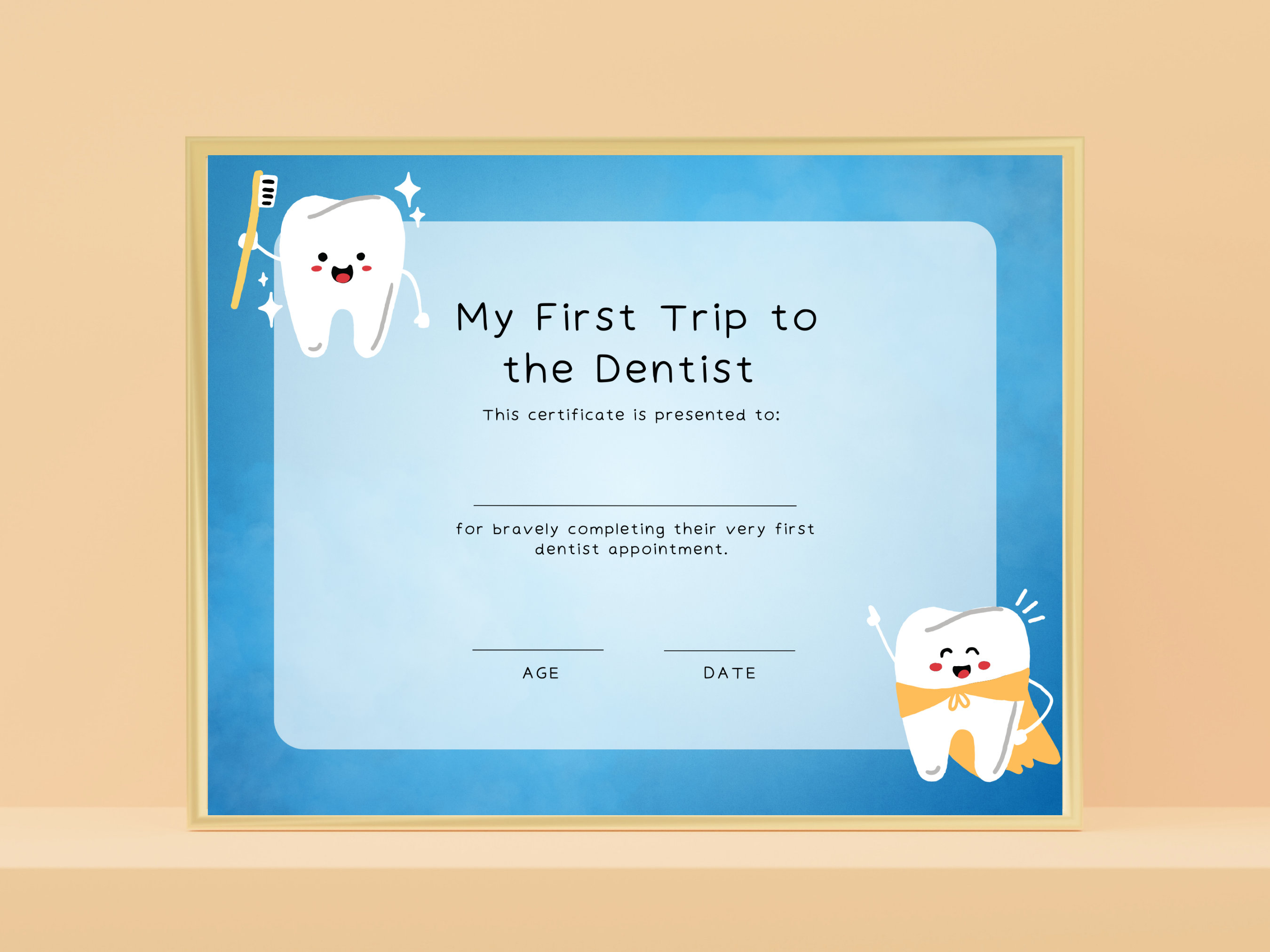 My First Dentist Certificate First Trip to the Dentist Award Milestone ...