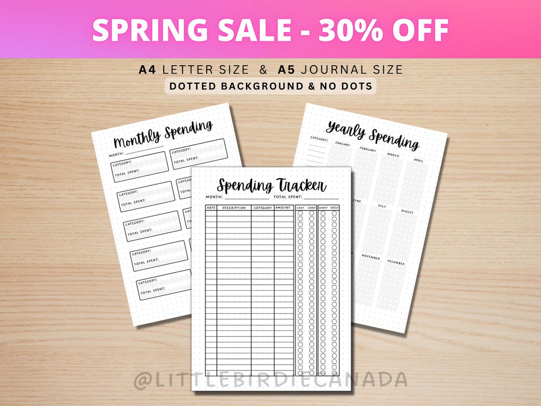 Spending Trackers Bundle - PRINTABLE Journal Page - Spending Log ...