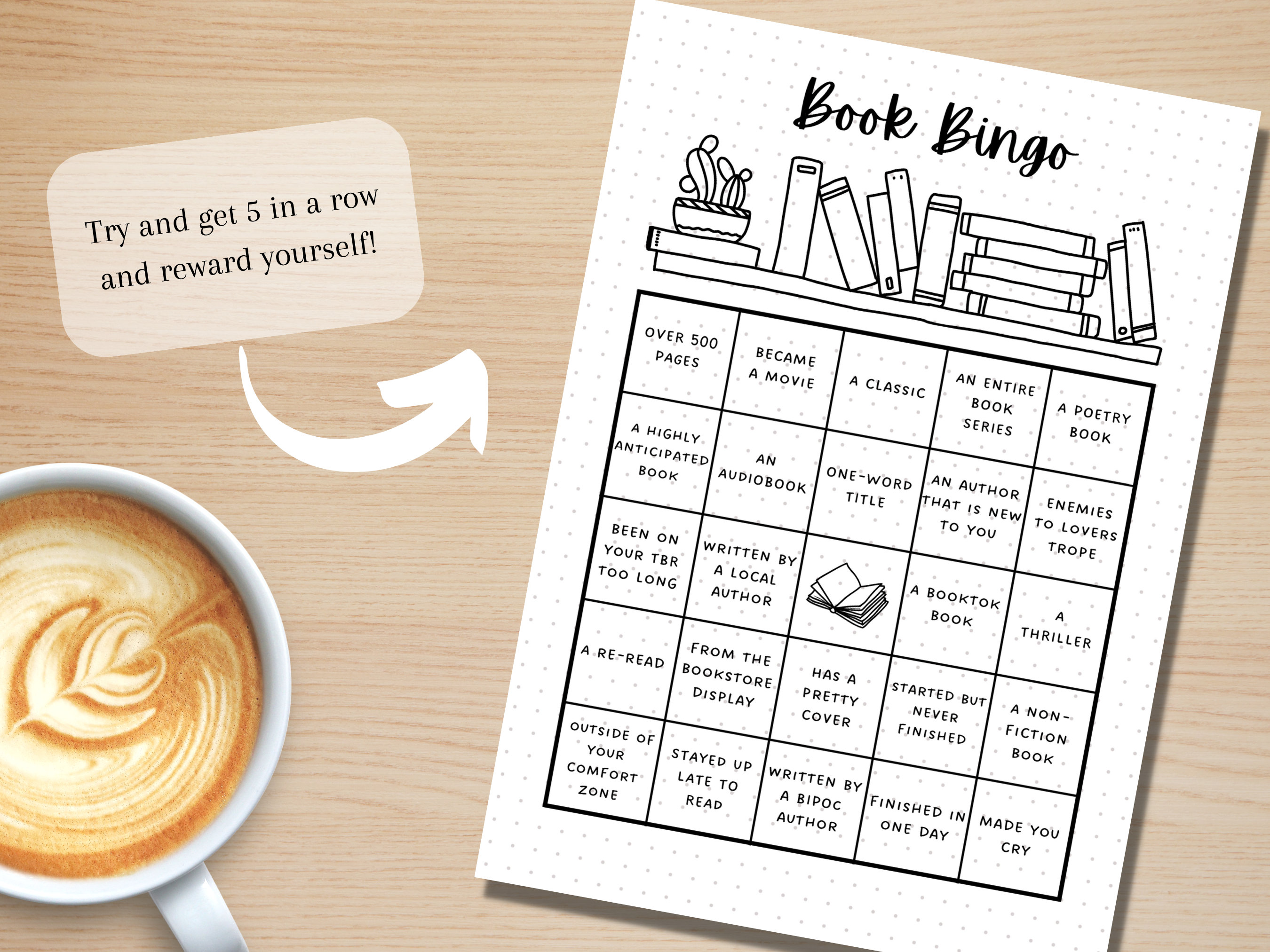 Book Bingo - PRINTABLE Journal Page - Planner Page - Reading Challenge ...