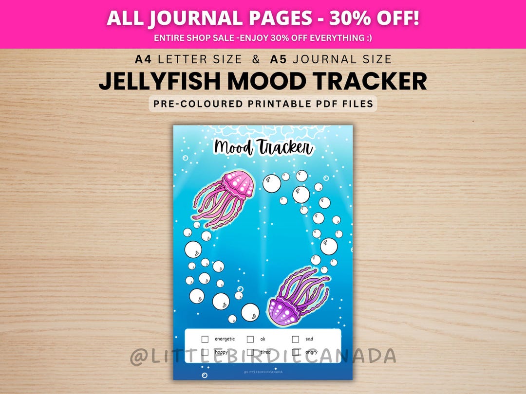 Jellyfish Mood Tracker - PRINTABLE Journal Page - Colored Journal Page ...