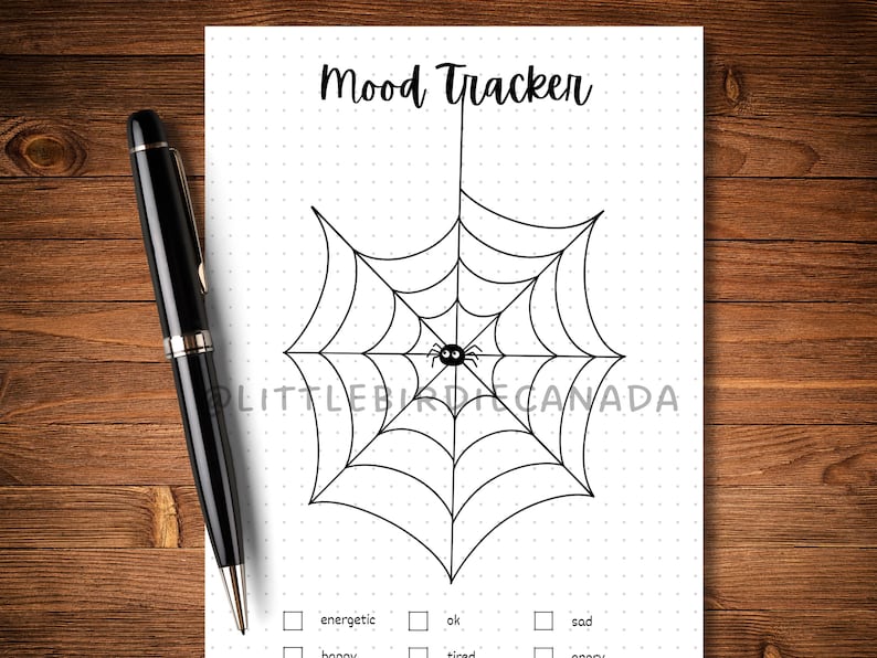 Spider Web Mood Tracker - PRINTABLE Journal Page - Spooky Halloween ...