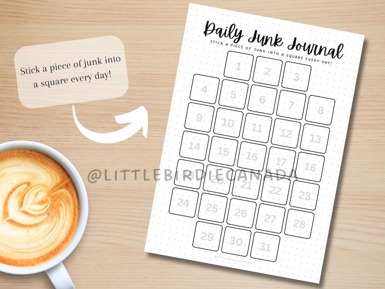 Daily Junk Journal - PRINTABLE Journal Page - Planner Page - Junk ...