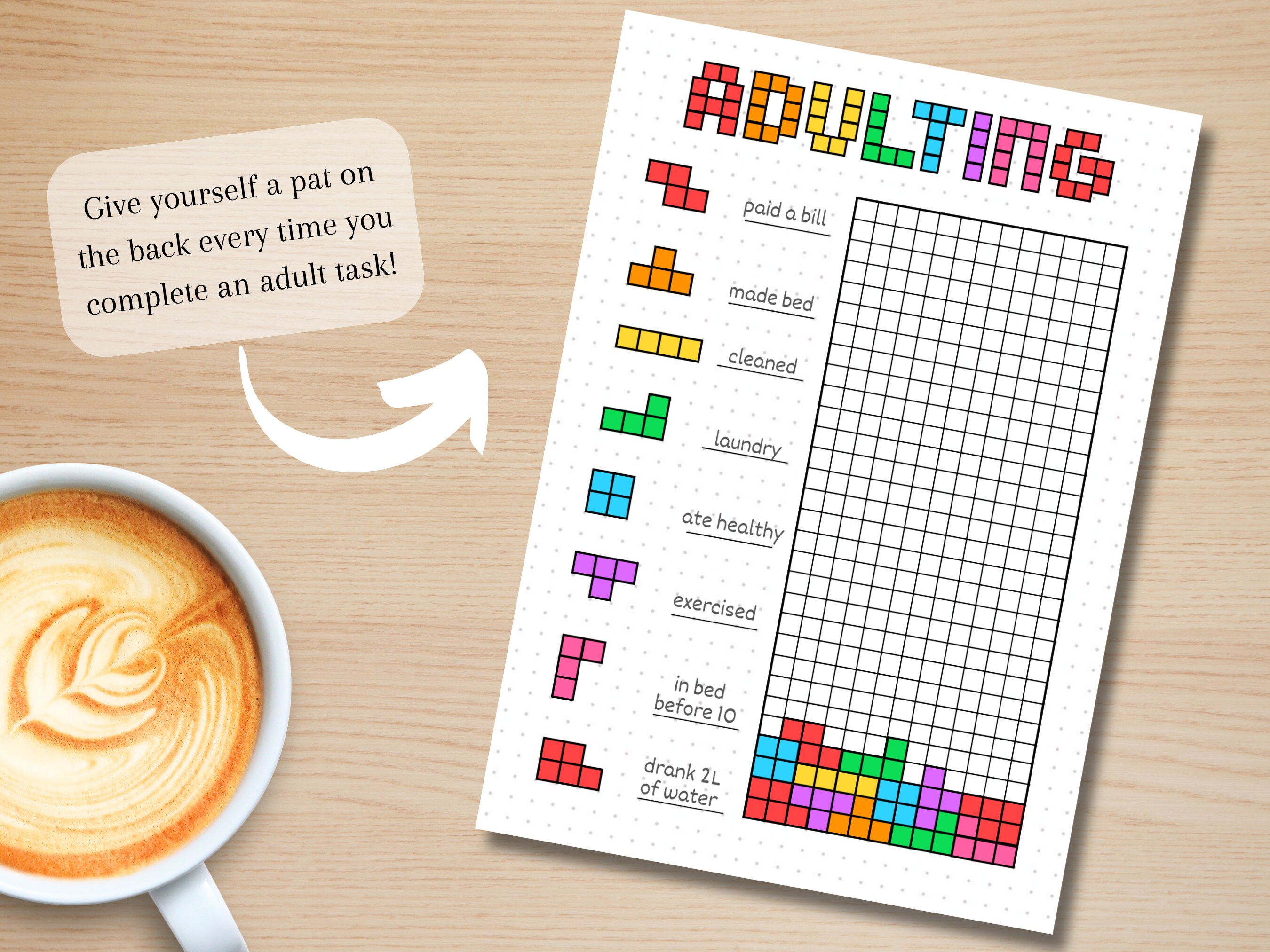 Adulting Tracker - PRINTABLE Journal Page - Monthly Tracker - Fun Habit ...