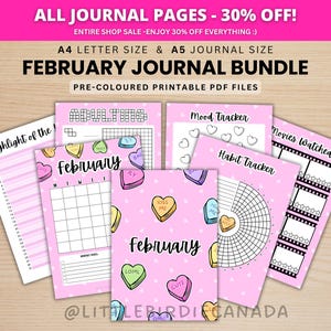 February Journal Bundle - Hearts - PRINTABLE Journal Pages - PRE ...