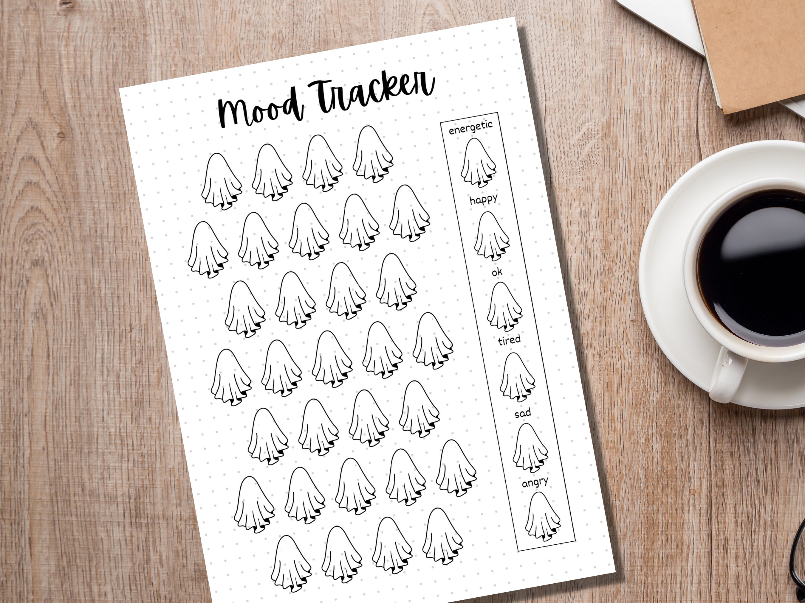Ghost Mood Tracker - PRINTABLE Journal Page - Planner Page - Feeling ...