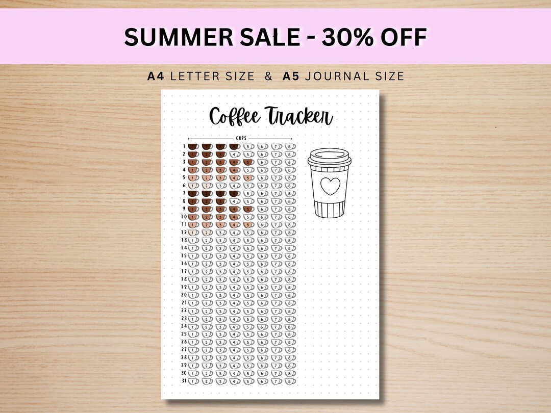 Coffee Tracker PRINTABLE Journal Page Planner Health Tracker Caffeine ...