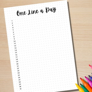 One Line A Day - PRINTABLE Journal Page - Planner Page - Memory Tracker ...