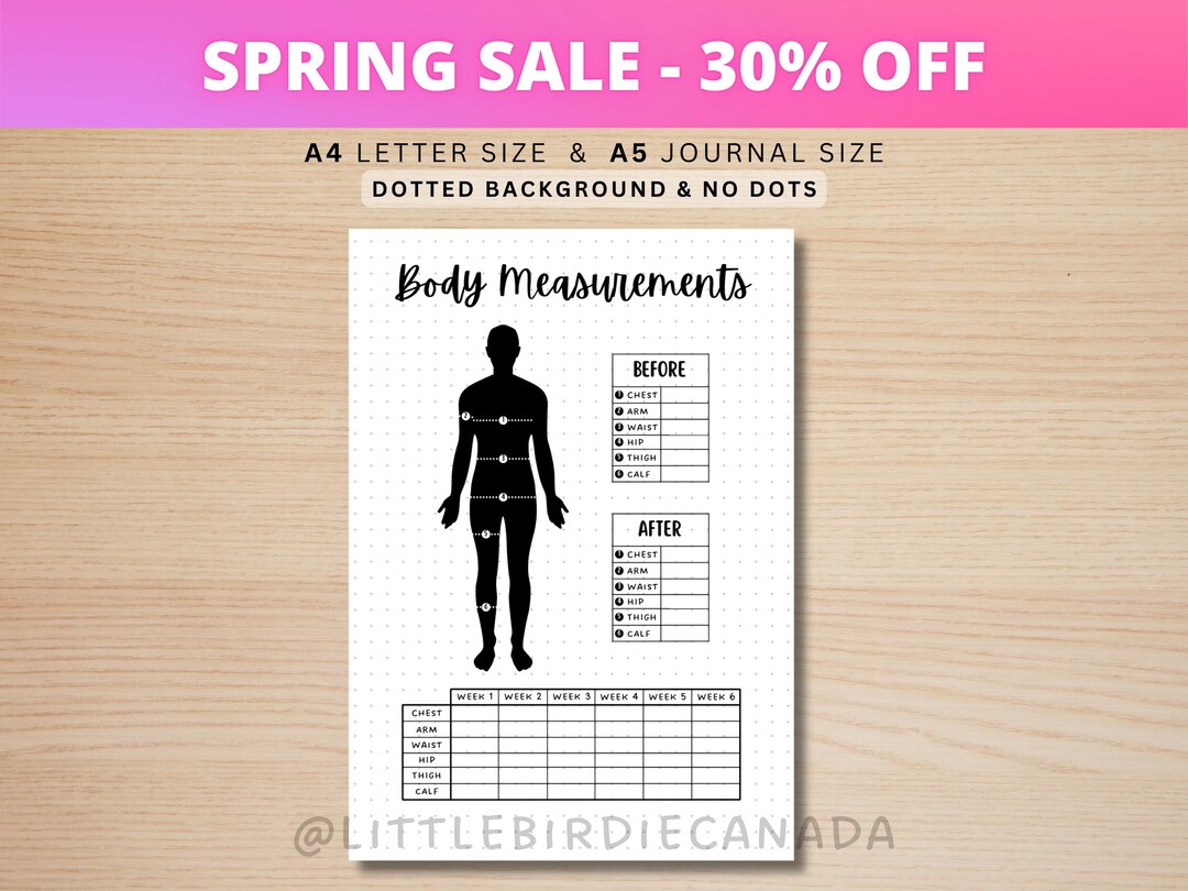 Body Measurements Tracker - PRINTABLE Journal Page - Planner Page ...