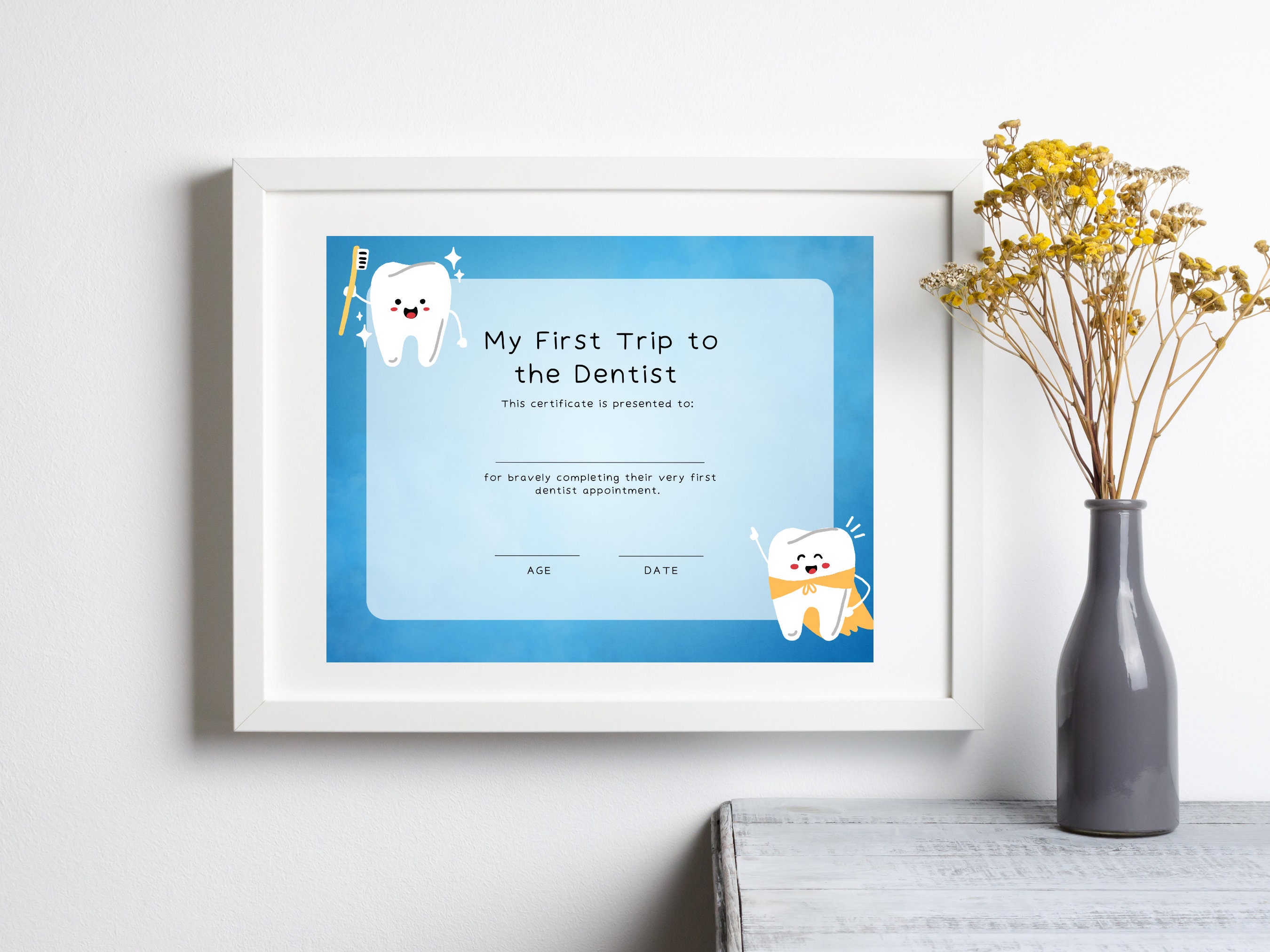My First Dentist Certificate First Trip to the Dentist Award Milestone ...
