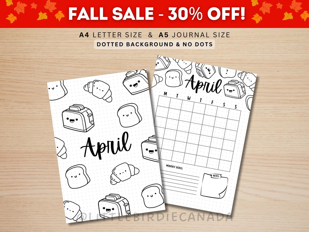 April Title Page - Bread - April Calendar - PRINTABLE Calendar ...