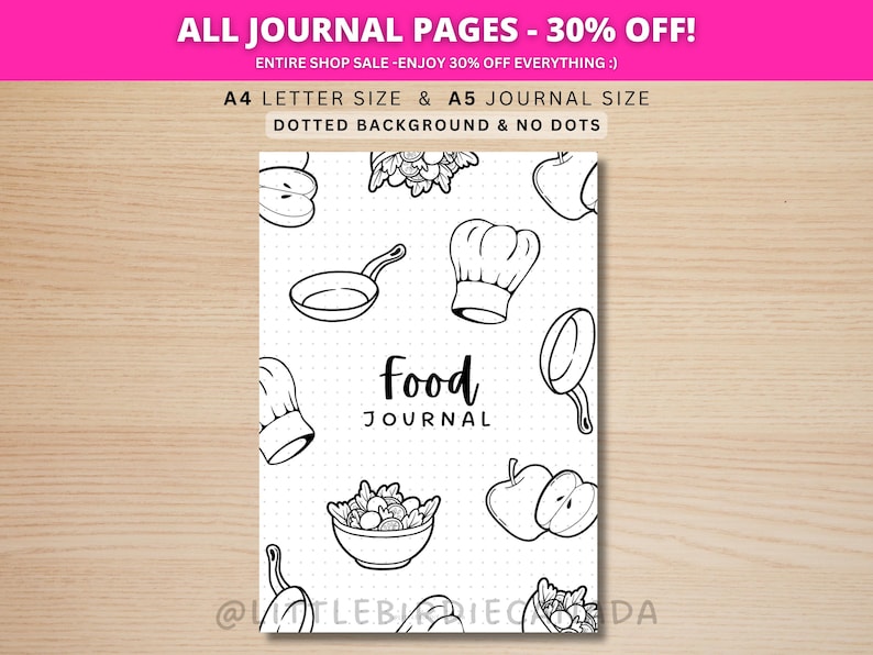 Food Journal Title Page - PRINTABLE Journal Page - Food Planner Page ...